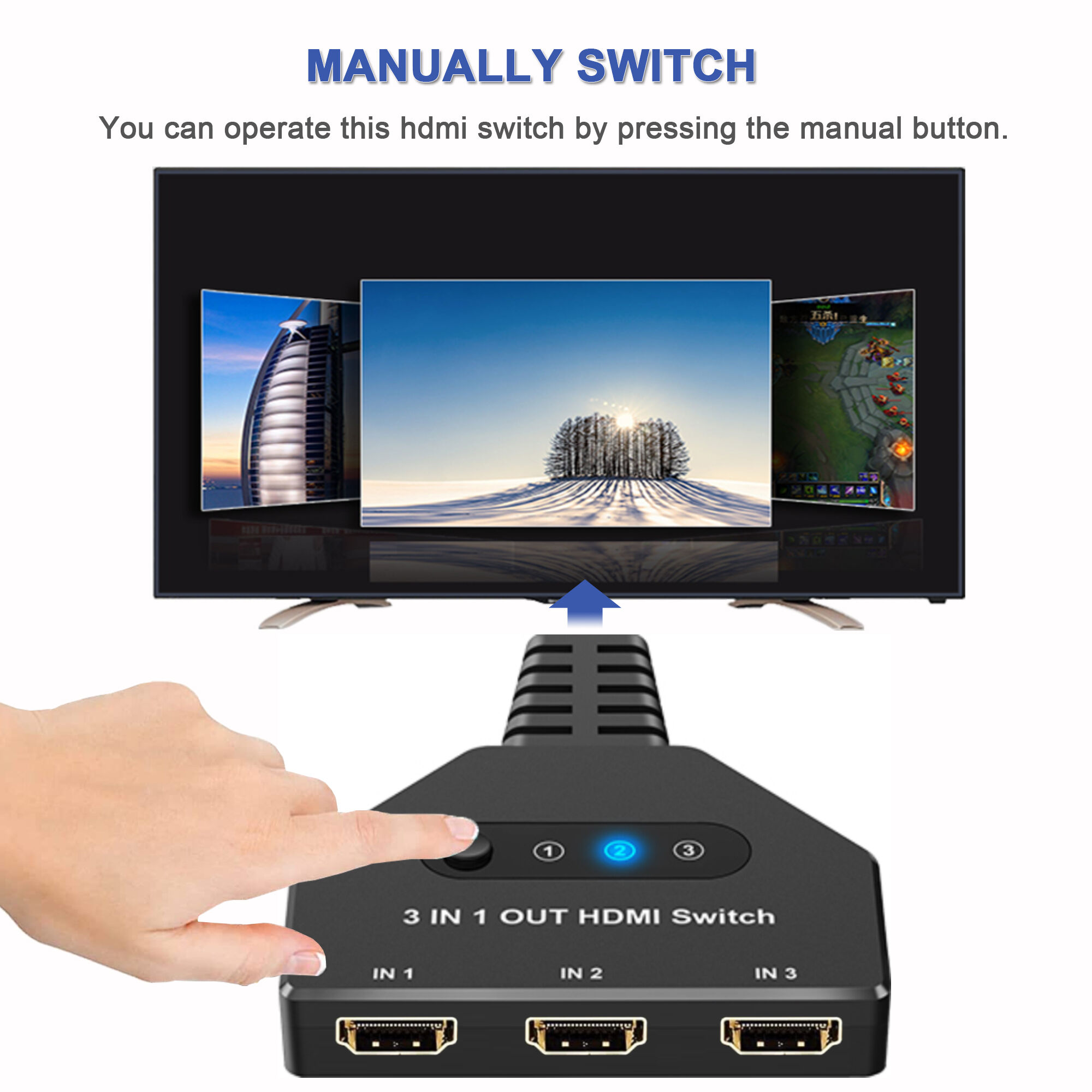 Buy Wholesale China Oem 1.4/2.0 Hdmi Splitter 3 In 1 Out Hd Cable 4k ...