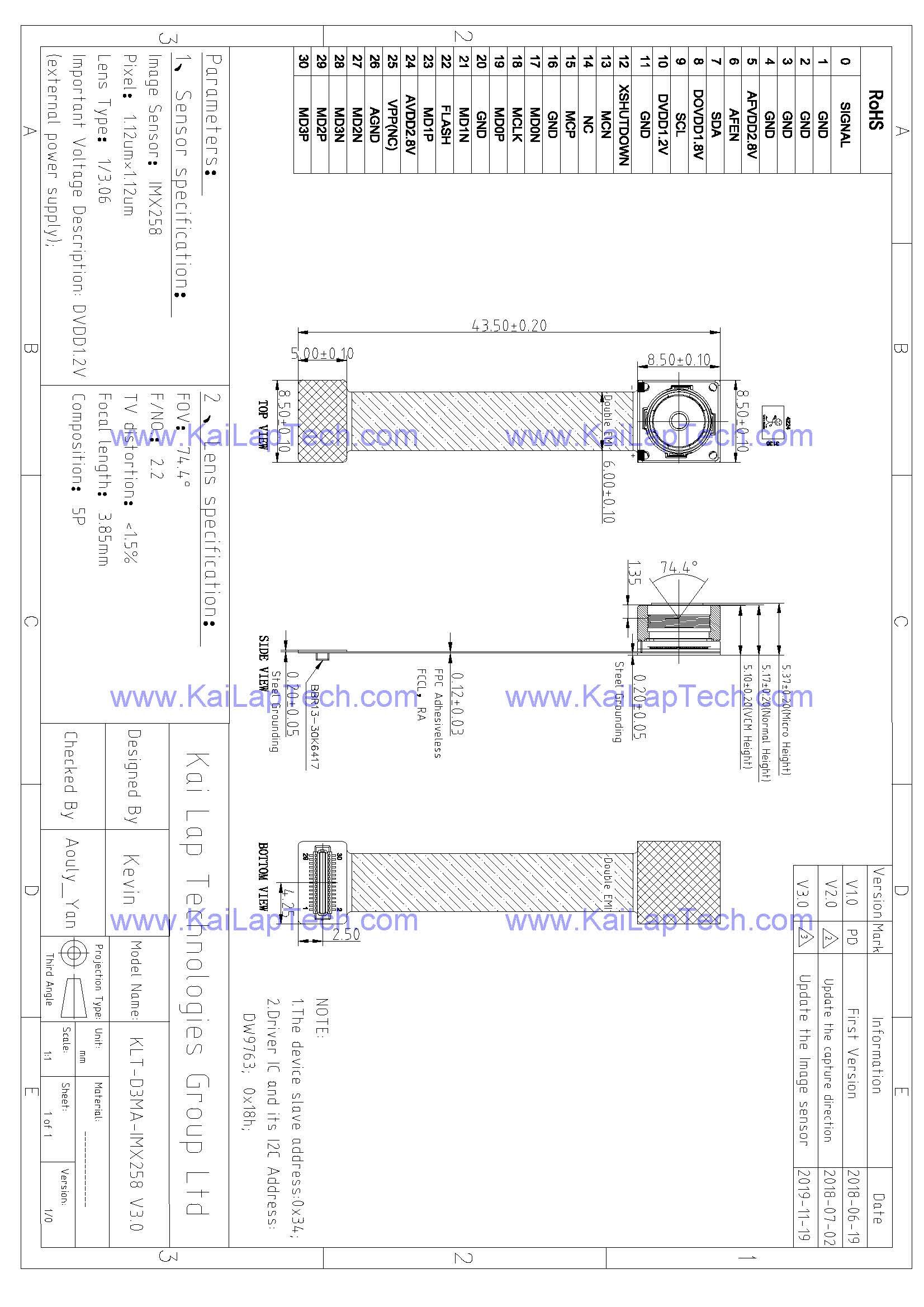 Buy Wholesale Hong Kong SAR Klt-d3ma-imx258 V3.0 13mp Imx258 ...