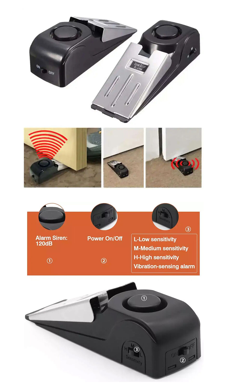 Buy Wholesale China Anti-theft Door Window Sensor Alarm Door Stop Alarm ...