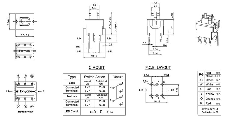 Buy Wholesale China Honyone Tact Switch, Momentary/self-lock With Led ...