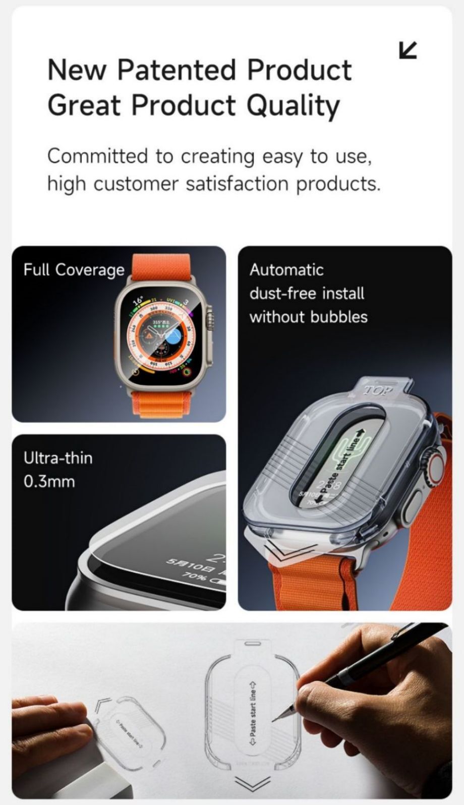 9h Tempered Glass Screen Protector Film For Apple Watch Ultra 49mm ...