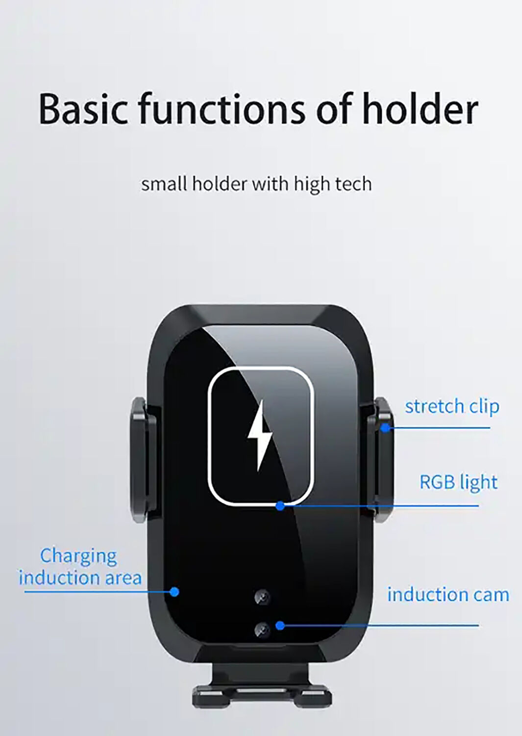 15w Qi Car Wireless Charger 360 Degree Rotation Intelligent Infrared