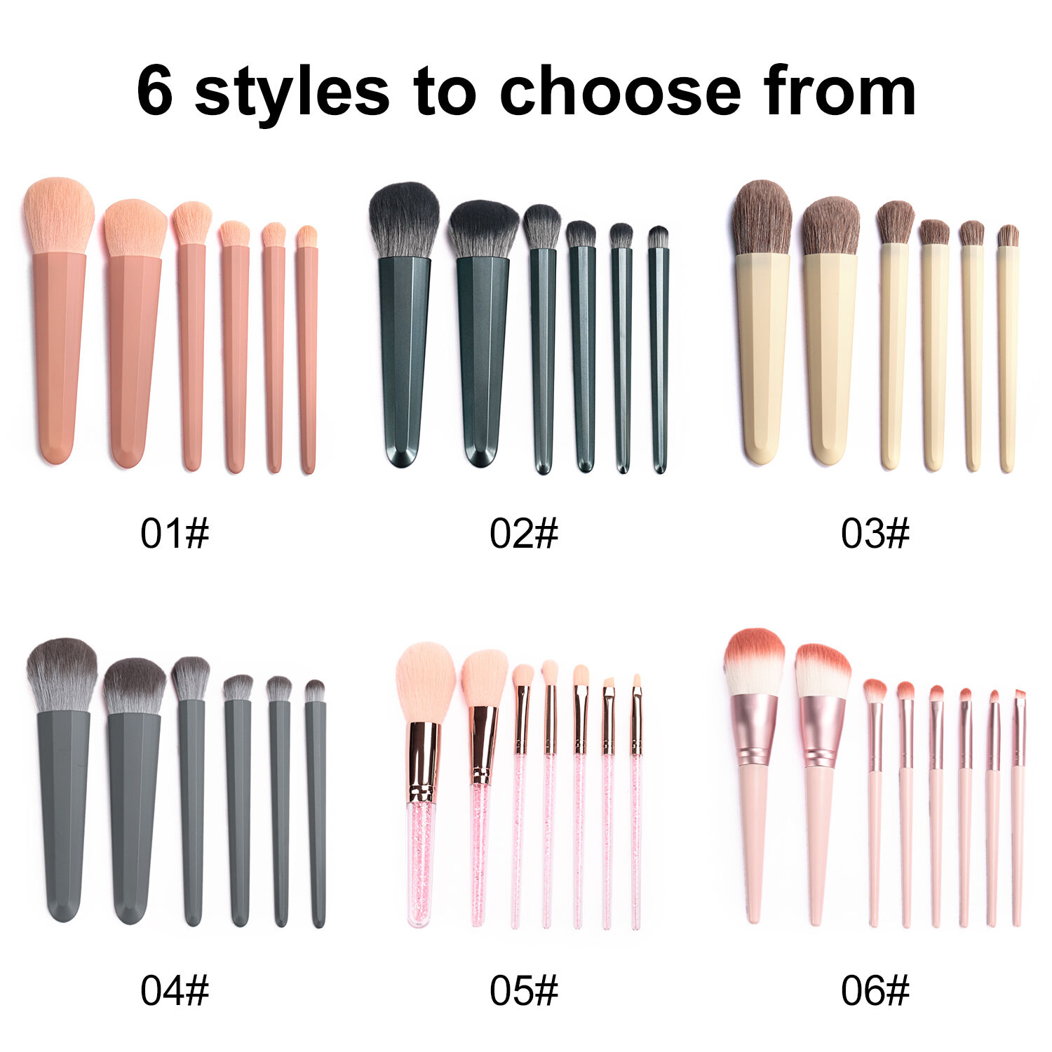 Professional 6pcs Cosmetic Wood Hand Makeup Brush Set Factory High ...