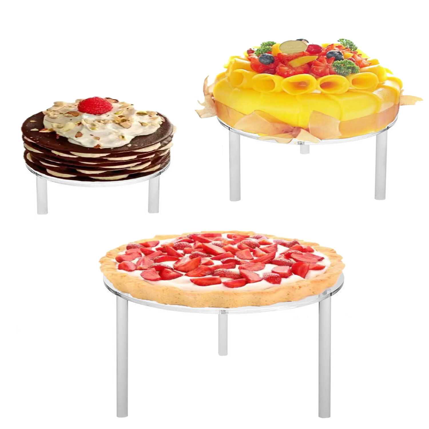 Buy China Wholesale Acrylic Cake Display Risers Round Set Of 3 Stand ...