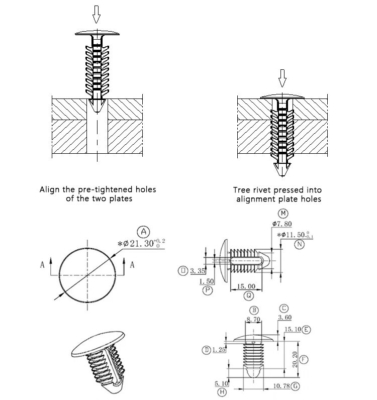 Gl-436 Pine Tree Clip Fir Pin Tree Rivet Plastic Parts For Automotive ...
