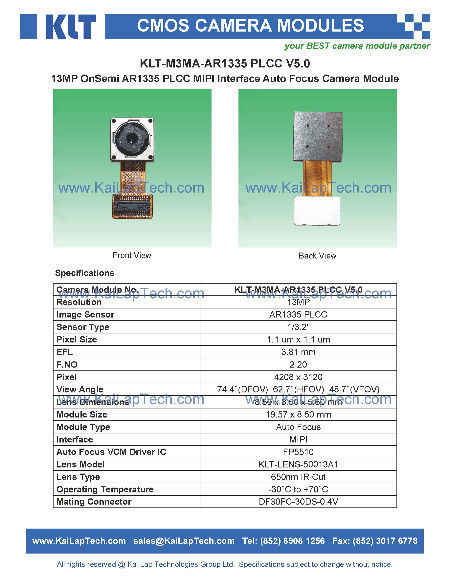 Klt-m3ma-ar1335 Plcc V5.0 13mp Ar1335 Plcc Mipi Interface Auto Focus ...