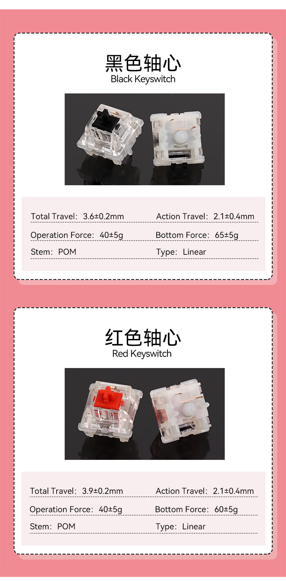 Bsun Lychee Switch,black， Keyboard Switch,linear, 5pin, 68g, Mechanical Keyboar Switch Leychee ...