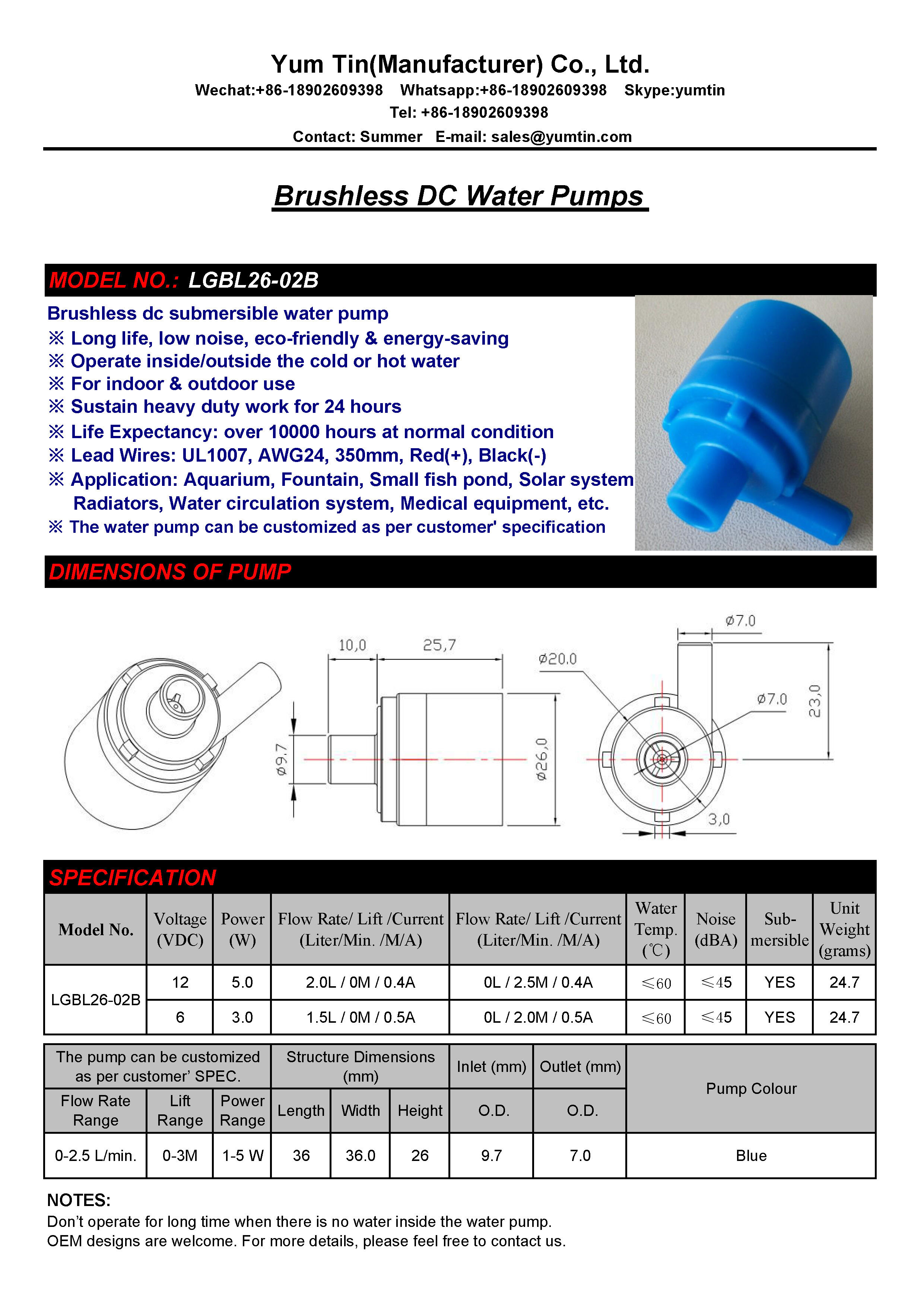 Factory Price Mini Water Pump Brushless Dc Submersible Water Pump ...