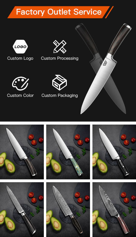 Modern Black Non-stick Coating 5 Pieces Kitchen Knives Set With Pakka ...