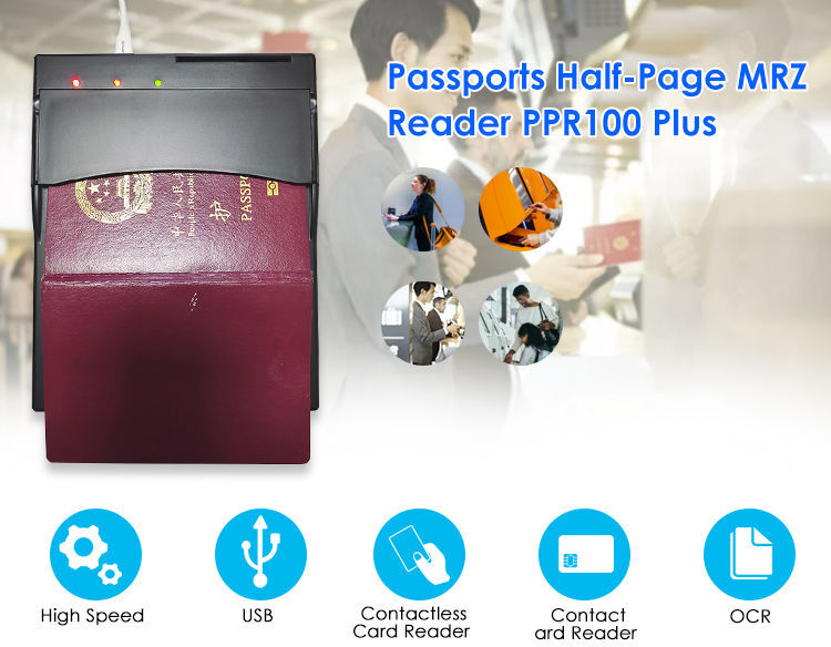 Hot Sale Airport Icao 9303 Usb Rfid Half-page Mrz Passports Reader ...