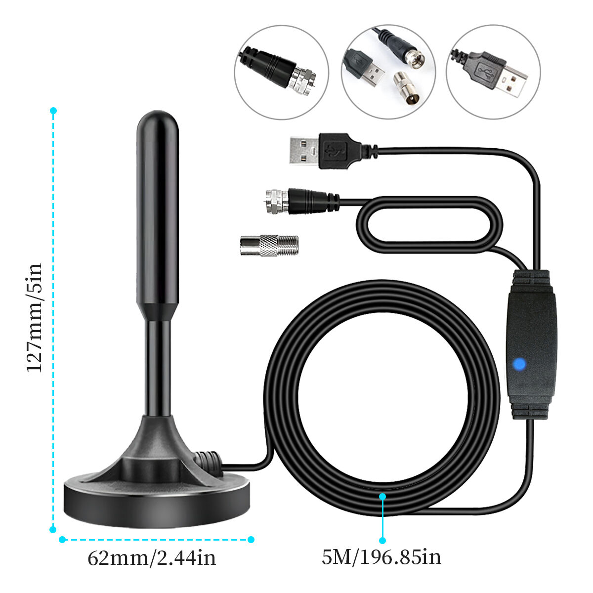 Ground Wave High Gain Aerial Dtmb Home Sucker Dvb-t Hdtv Magnetic Base ...