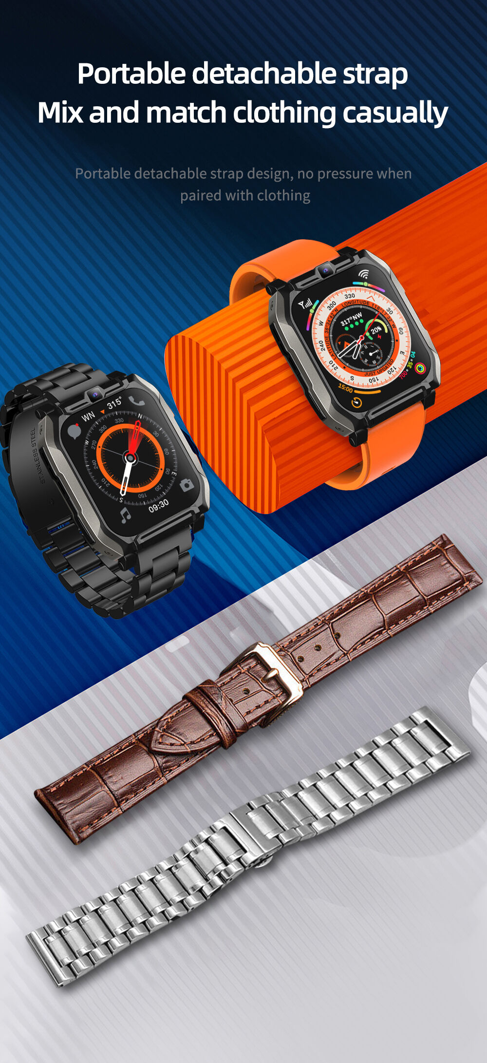 16/64/128gb 4g Smart Watch 1.96" 700mah Sim Wifi Gps Trackers Android 9 ...