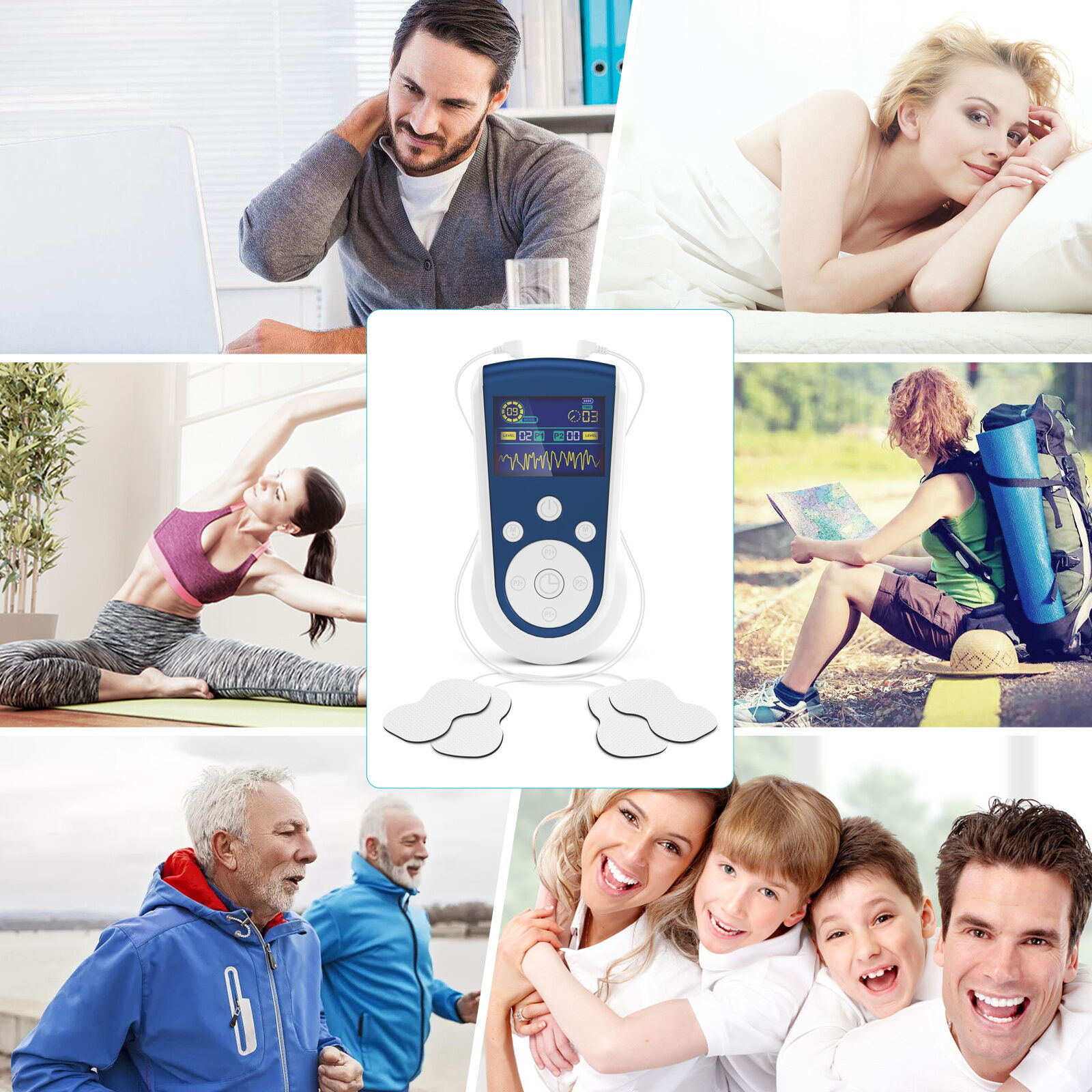 Tens Ems Unit Muscle Stimulator For Pain Relief Therapy Dual Channel ...