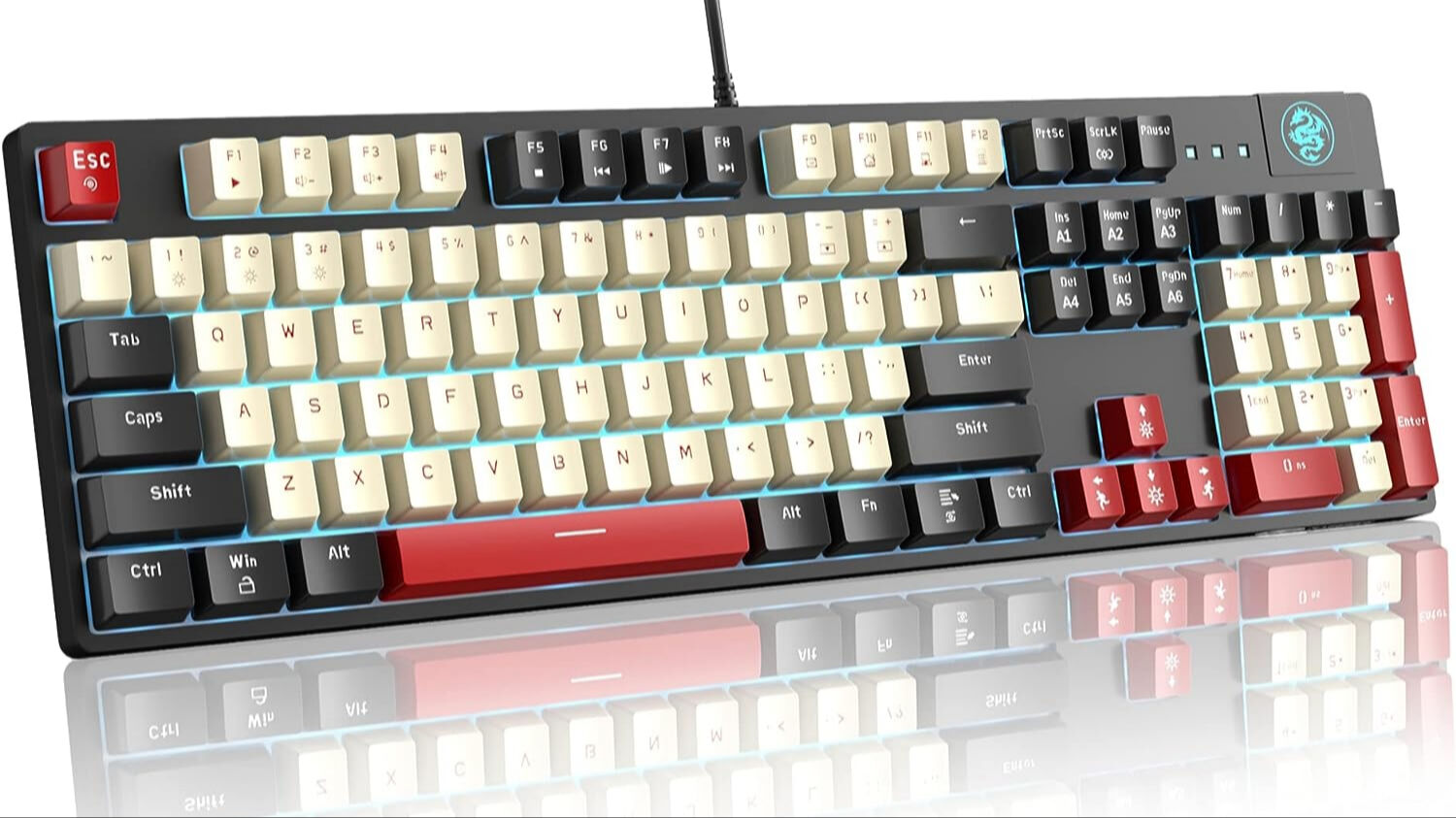 Magegee Full Size Mk-armor Mechanical Gaming Keyboard, Led Blue Backlit ...