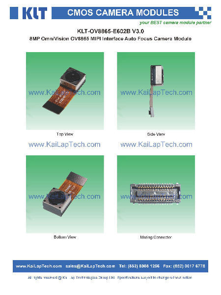 Buy Wholesale Hong Kong SAR Klt-ov8865-e602b V3.0 8mp Ov8865 Mipi ...