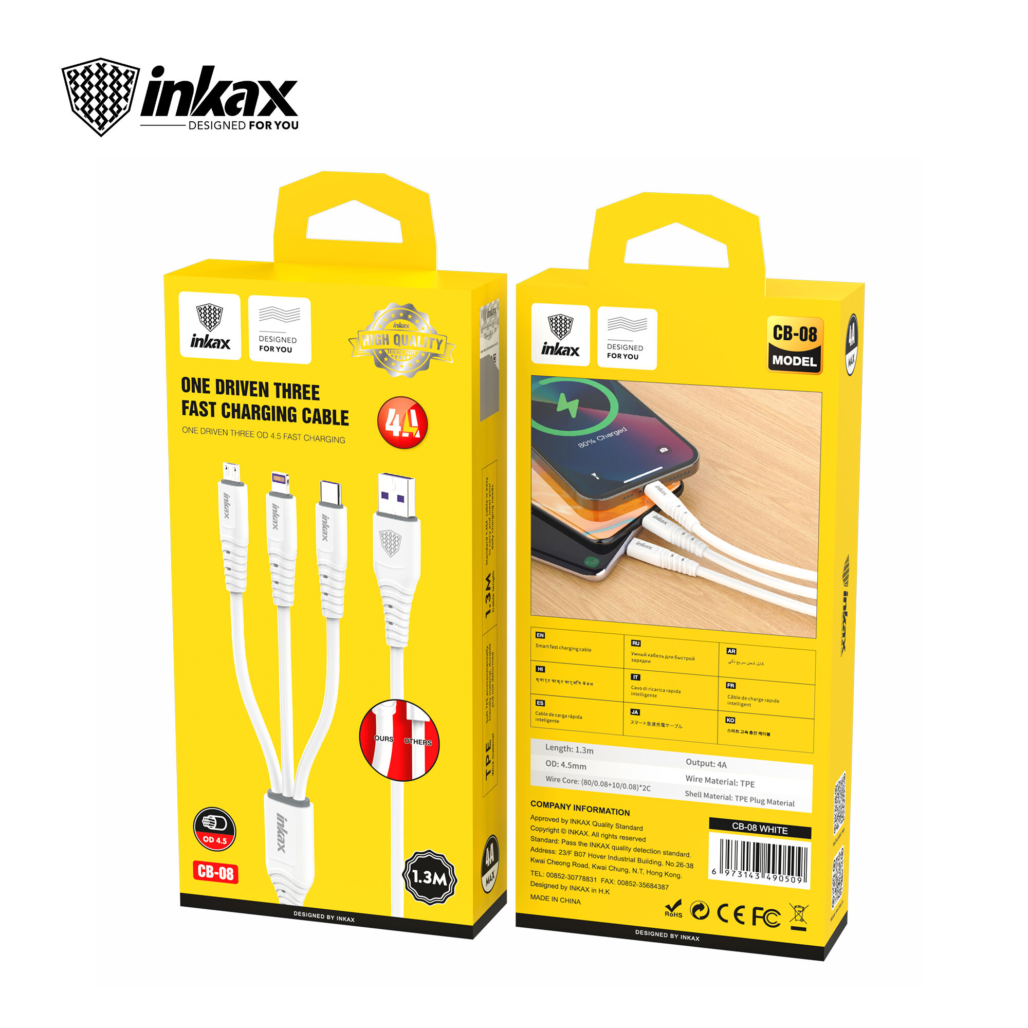 Factory Direct High Quality China Wholesale Inkax High Quality 5a 3 In 1 Fast Charging Cable ...