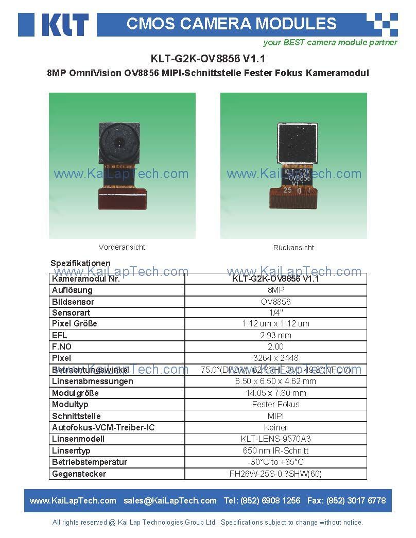 Buy Wholesale Hong Kong SAR Klt-g2k-ov8856 V1.1 8mp Ov8856 Mipi ...