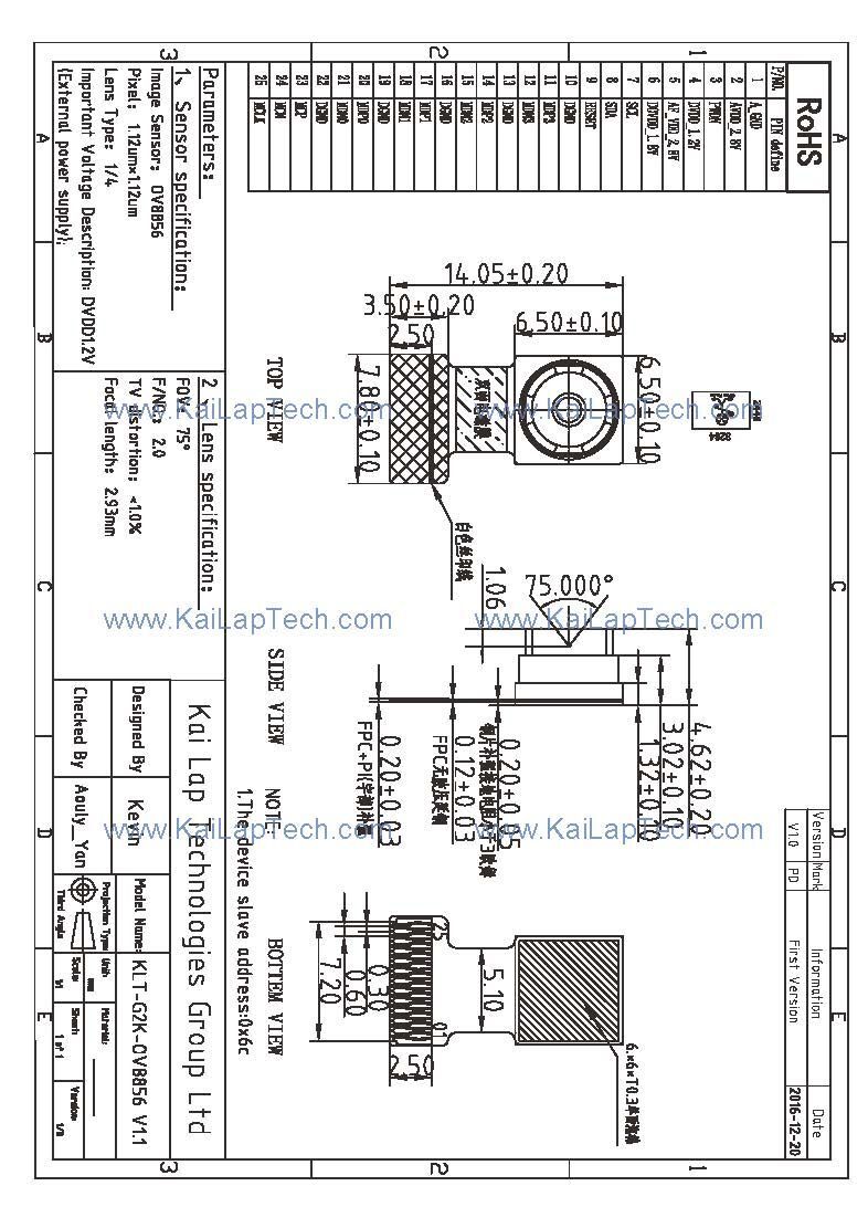 Buy Wholesale Hong Kong SAR Klt-g2k-ov8856 V1.1 8mp Ov8856 Mipi ...