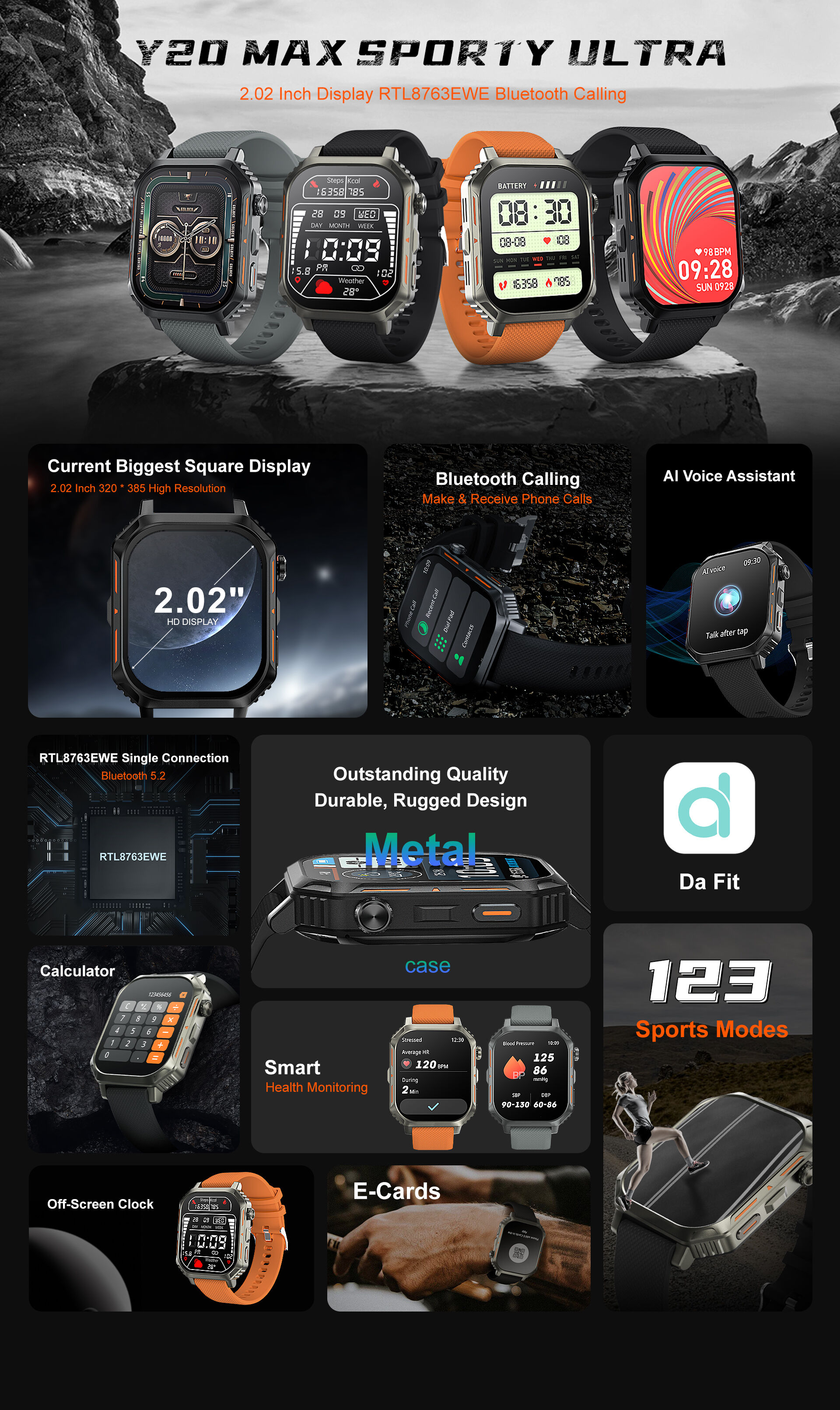 2024 New Smartwatch Y20 Max 2.02'' Hd Realtek 8736e Premium Material ...