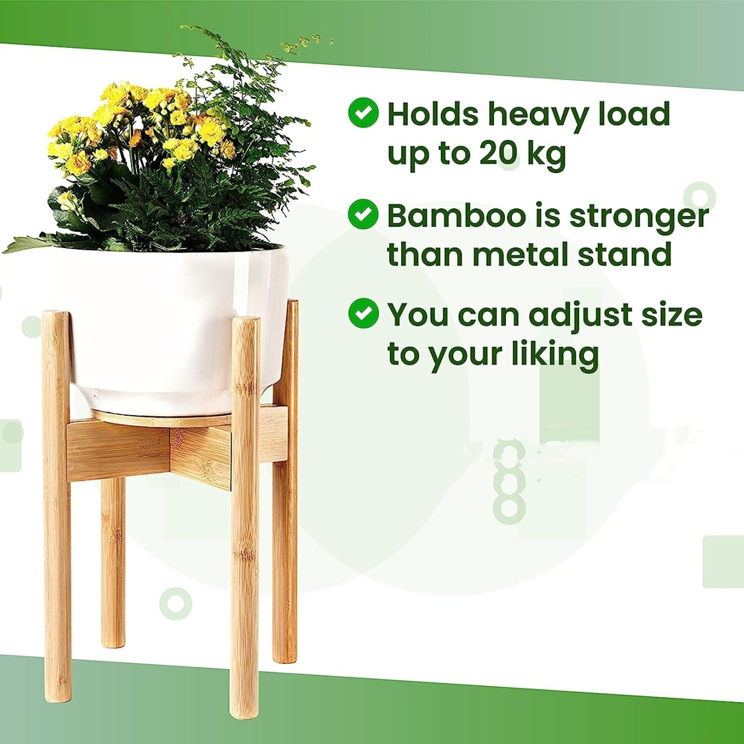 Adjustable Plant Stand For Indoor Plant Rack Bamboo Pot Stands Wooden ...