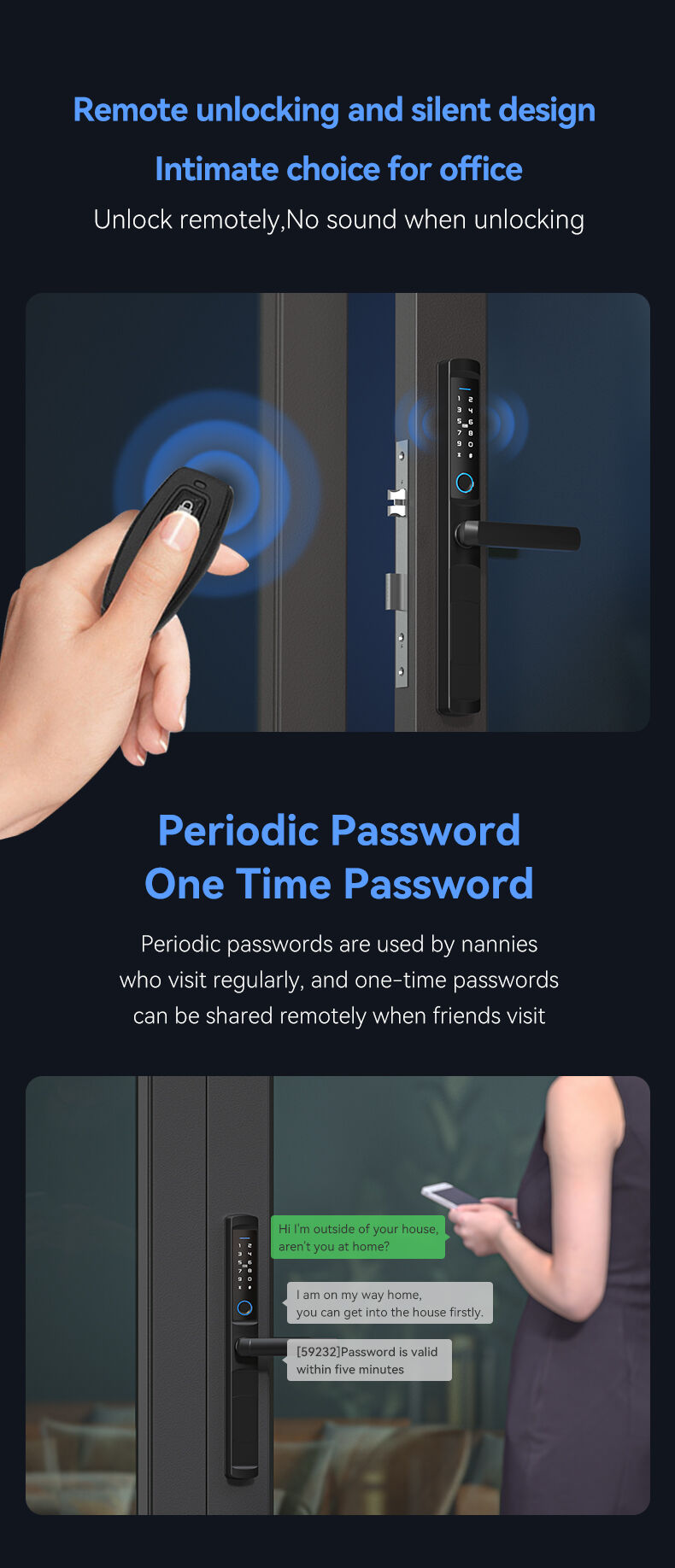 Sinovo Tuya Wifi Ip65 Aluminum Smart Lock Tt Lock App Handle Keypad ...