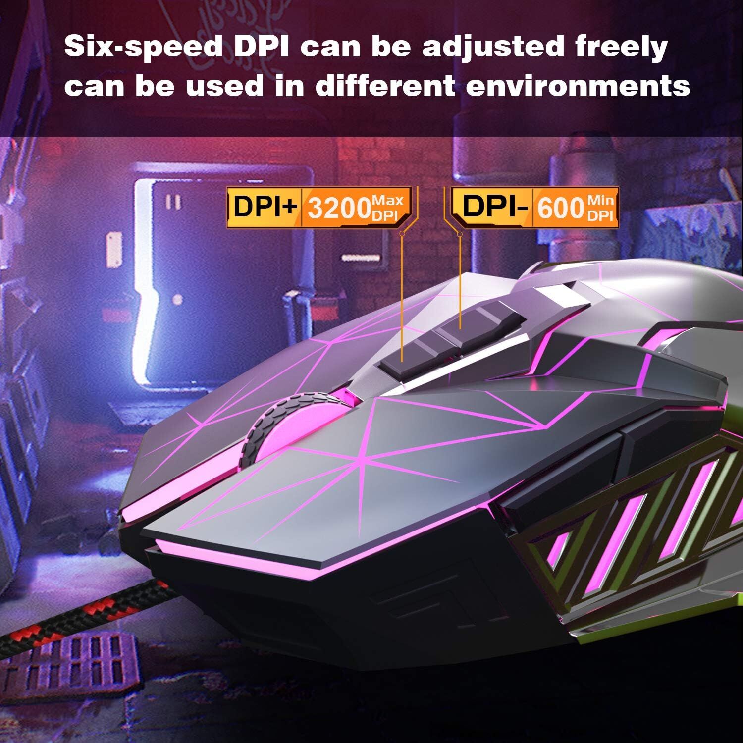 Magegee G10 Gaming Mouse Wired, 7 Colors Led Backlit Gaming Mouse, 6 ...