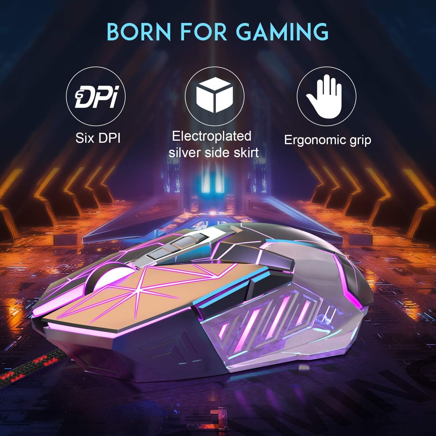 Magegee G10 Gaming Mouse Wired, 7 Colors Led Backlit Gaming Mouse, 6 ...