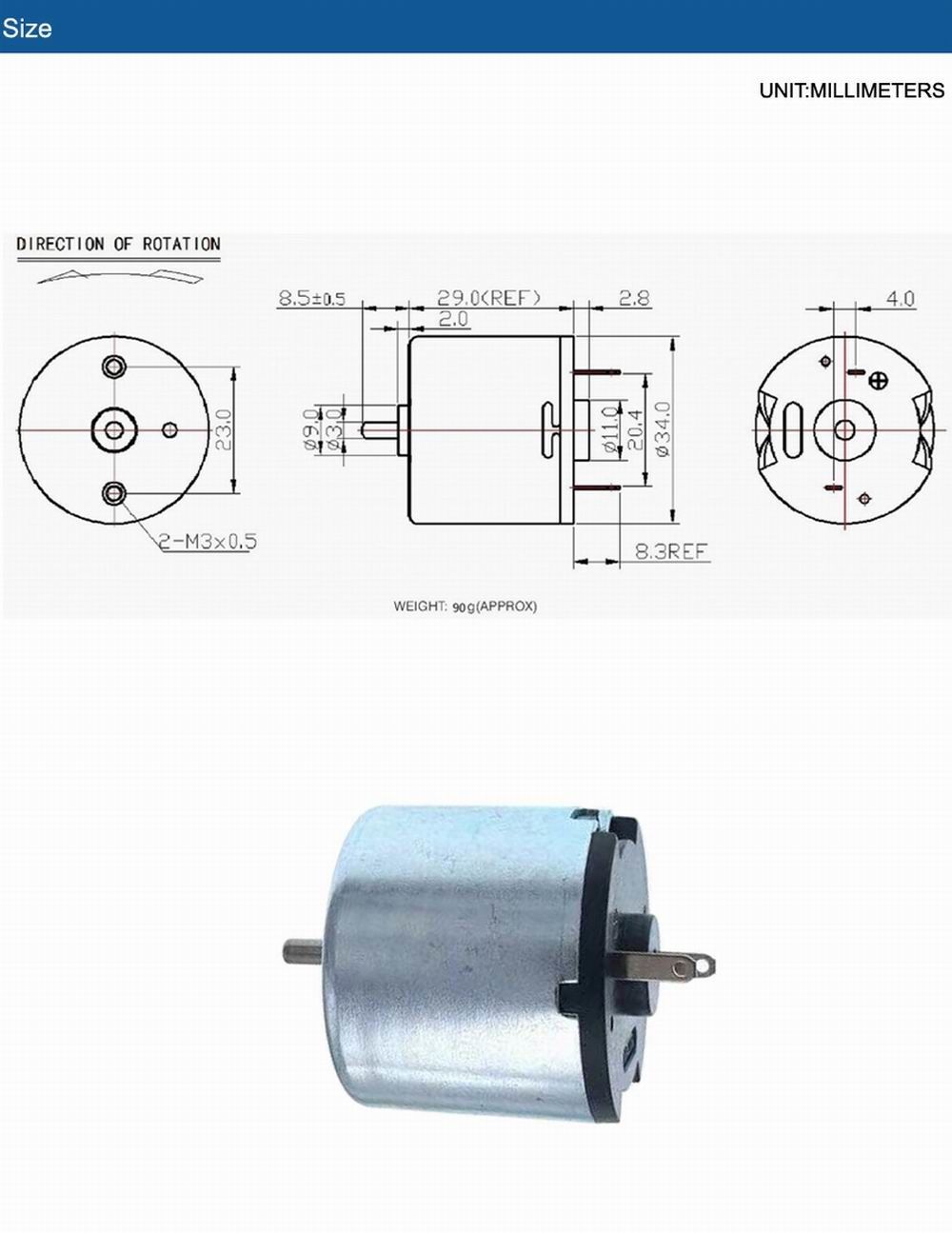 Buy Wholesale China 34mm 3429 5v 6v 9v 12v 24v Carbon Brush Mini Dc ...