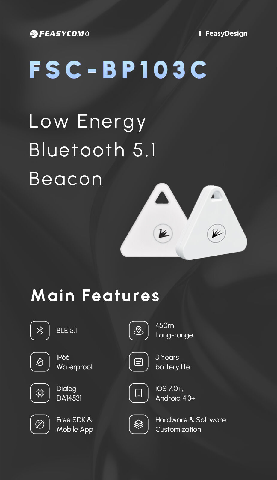 Feasycom Long Battery Life Mini 450m Long-range G-sensor Bluetooth ...