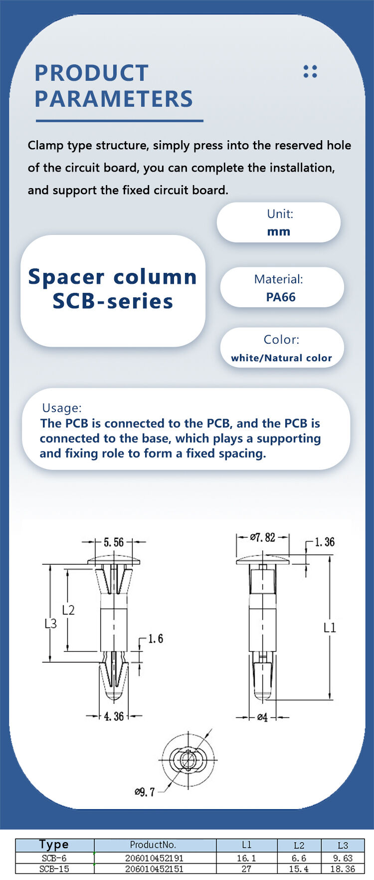 Pcb Standoff Scb-15 Plastic Standoff Spacer Pcb Stand Off Clip Nylon Pcb Spacers, Pcb Spacer ...