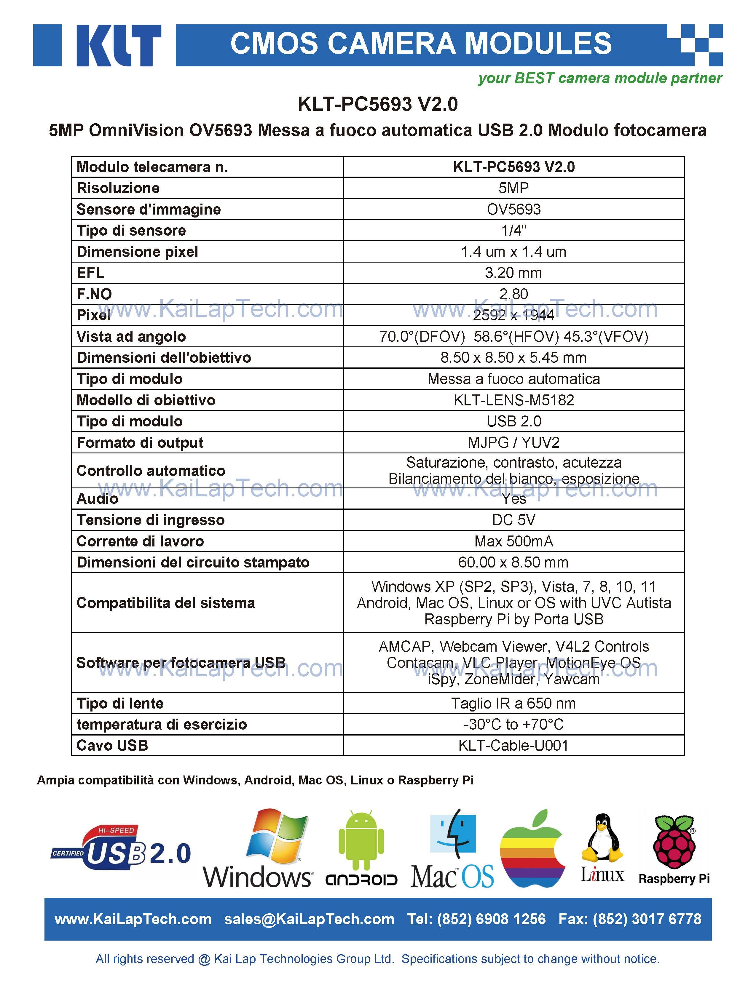 Buy Wholesale Hong Kong SAR Klt-pc5693 V2.0 5mp Ov5693 Messa A Fuoco ...