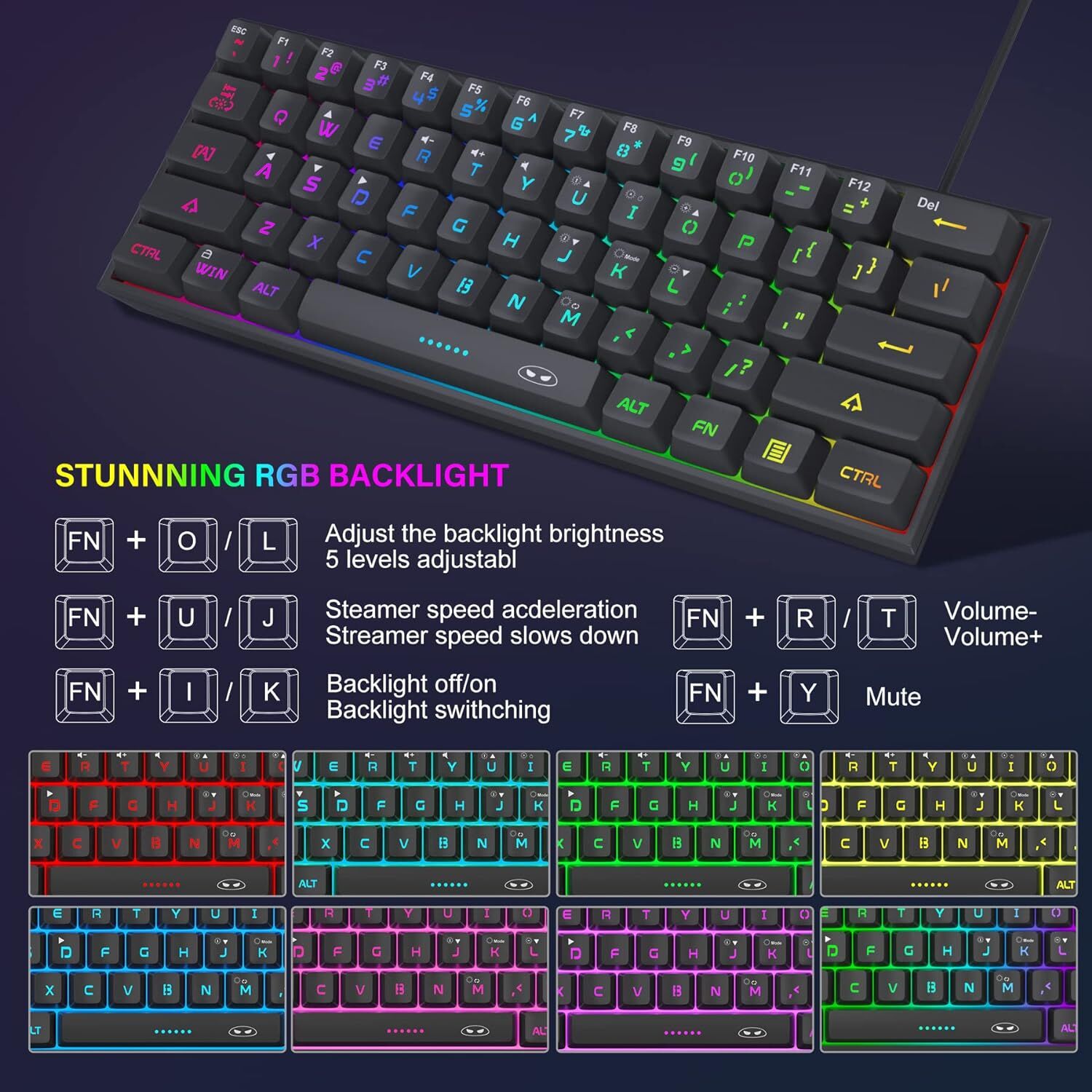 Buy China Wholesale Magegee Ts91 Portable 60% Gaming Keyboard, Rgb ...