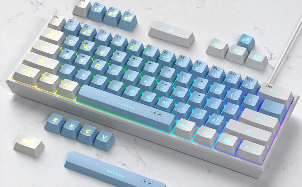 Magegee Ts91 Slim 60% Gaming Keyboard, Rgb Backlit 61keys Compact ...