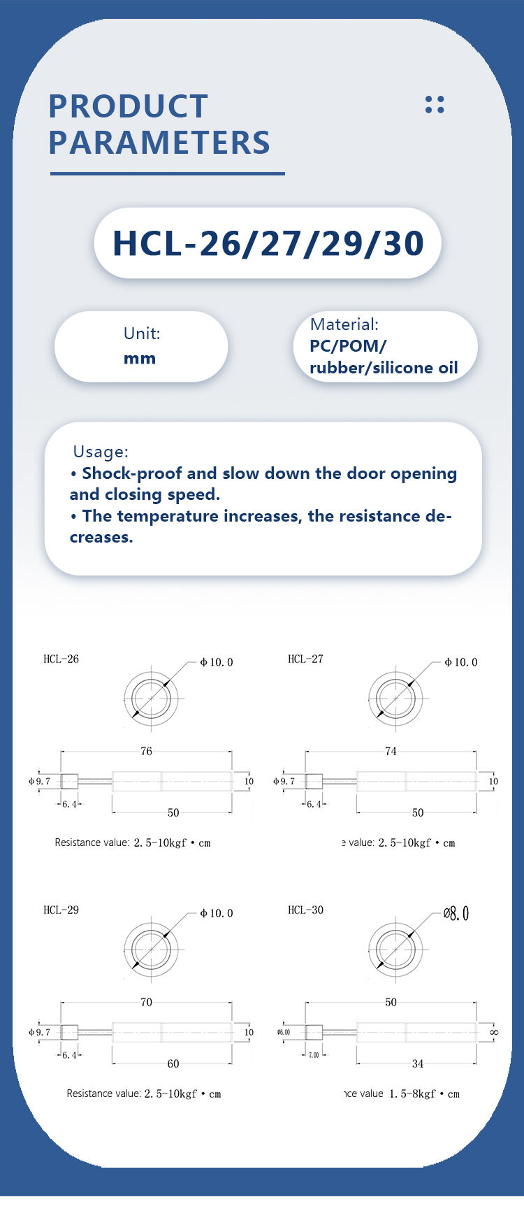 Furniture Hydraulic Pneumatic Door Damper Cylinder Soft Close Heavy ...