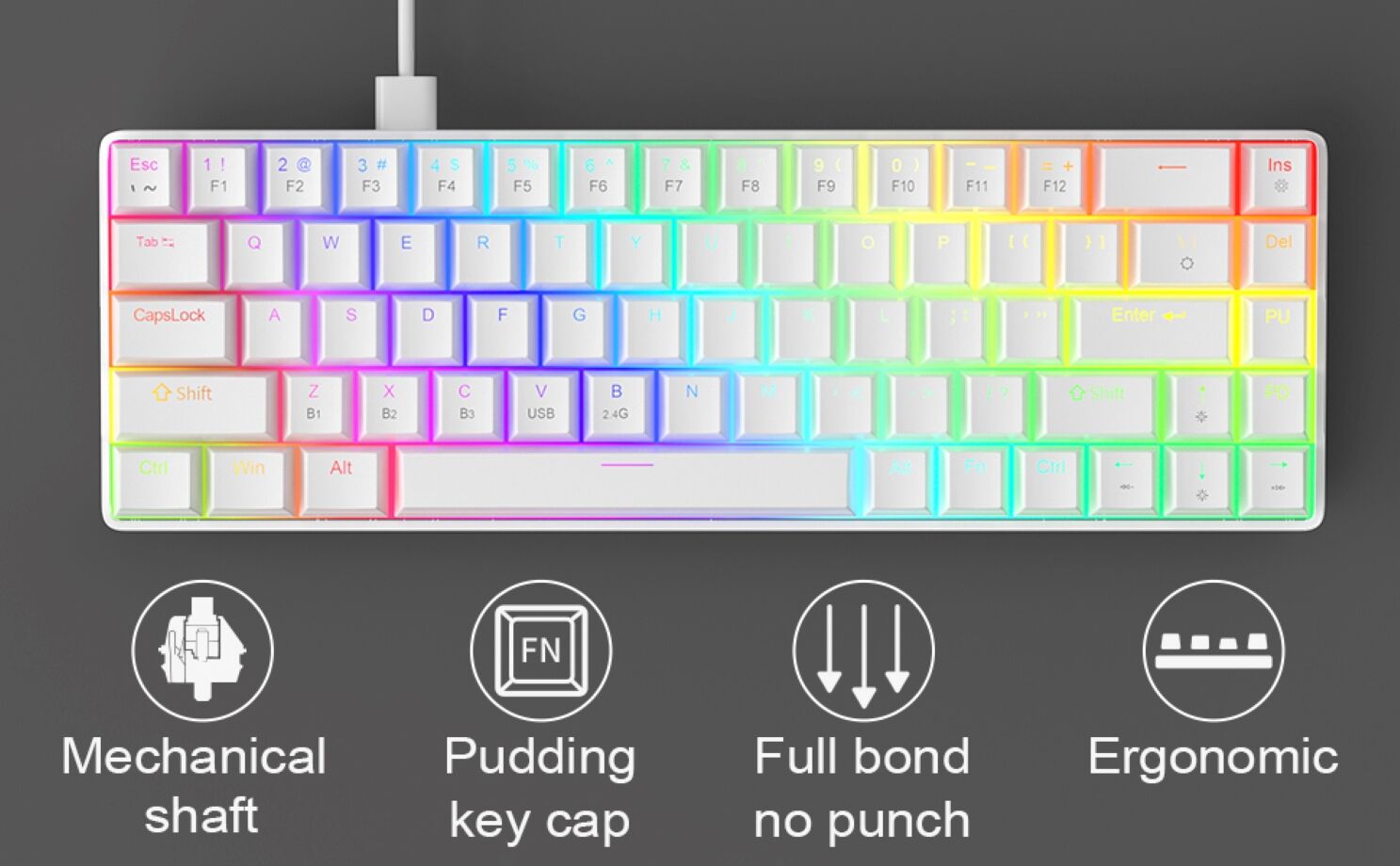 Magegee Mk-box Plus 60% Wireless Mechanical Keyboard, 3-mode Mini ...