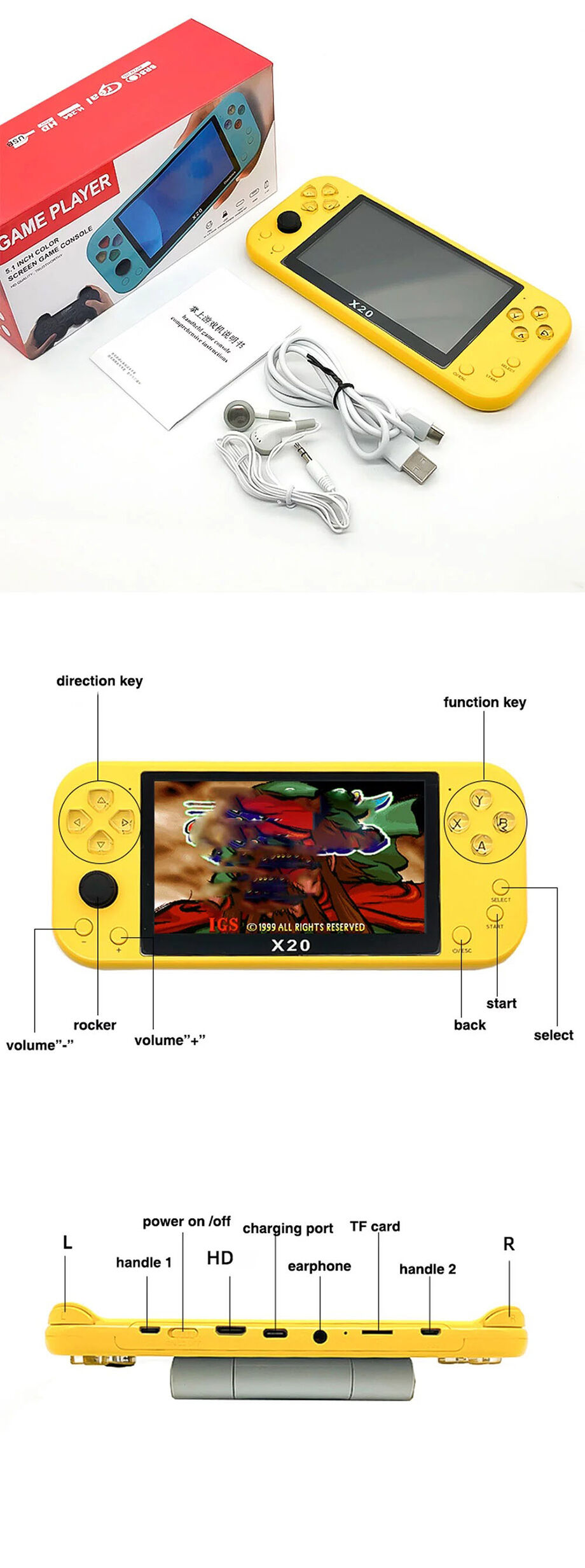 Buy Wholesale China A X20 Retro Handheld Game Consoles 8gb Built In ...