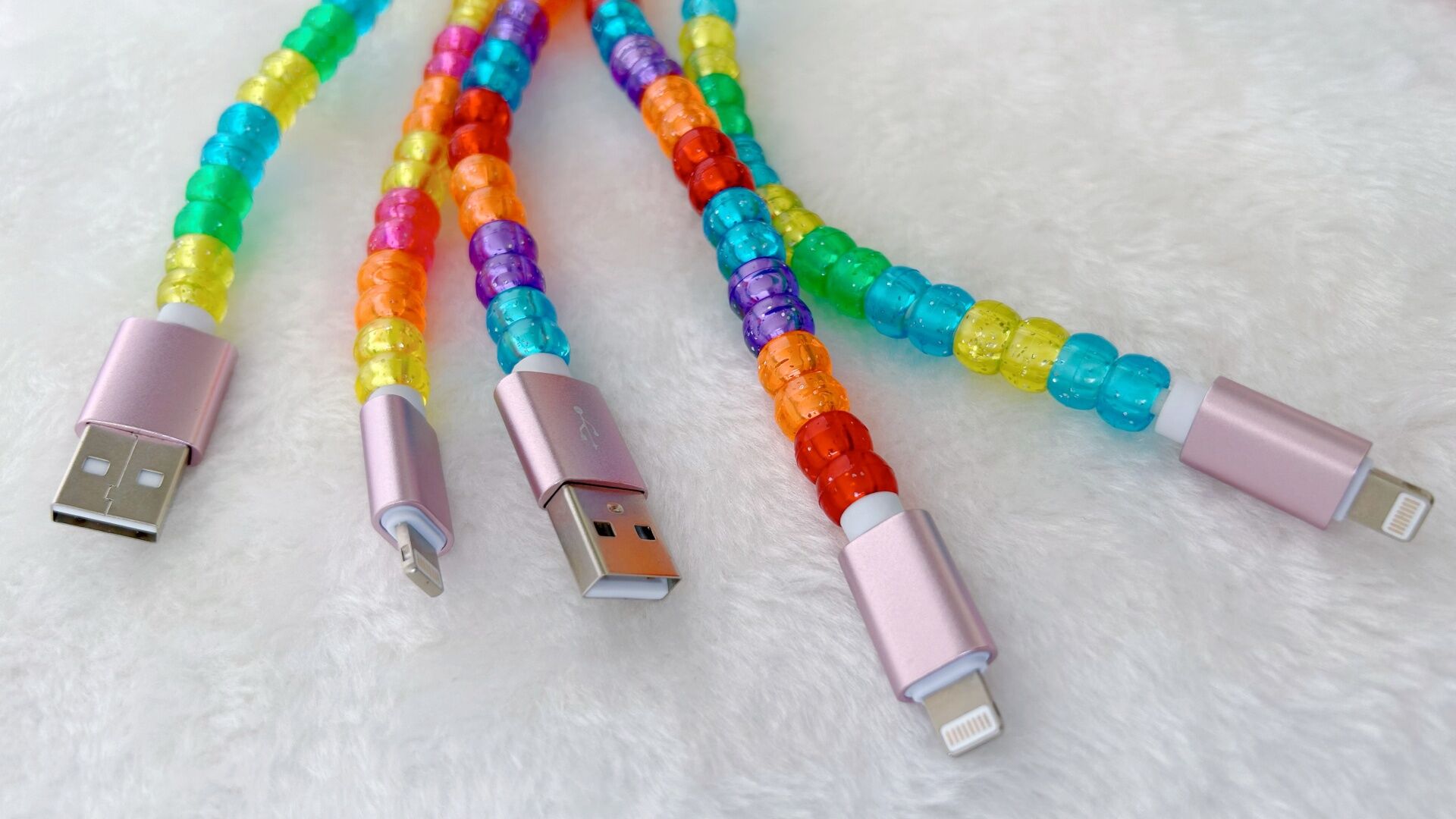 Beading Cable Fashionable Plated Ccb Gold Silver Bead Data Cable Usb ...