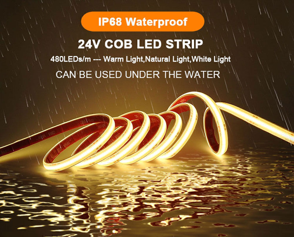 24v 480leds/m Ip68 Cob Led Streifen Light Waterproof Outdoor Flexible Led Strip Light For ...