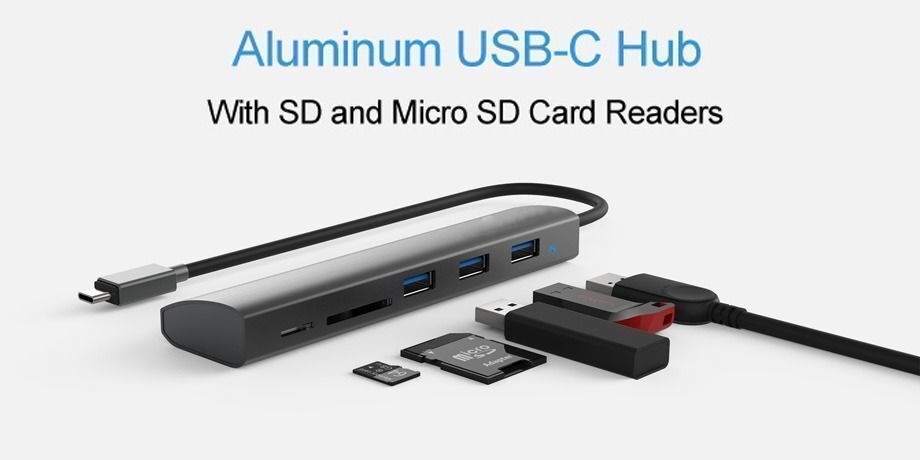 Usb 3.0 Type C 4 Port Aluminum Hub With Tf/sd Memory Card For Laptop ...