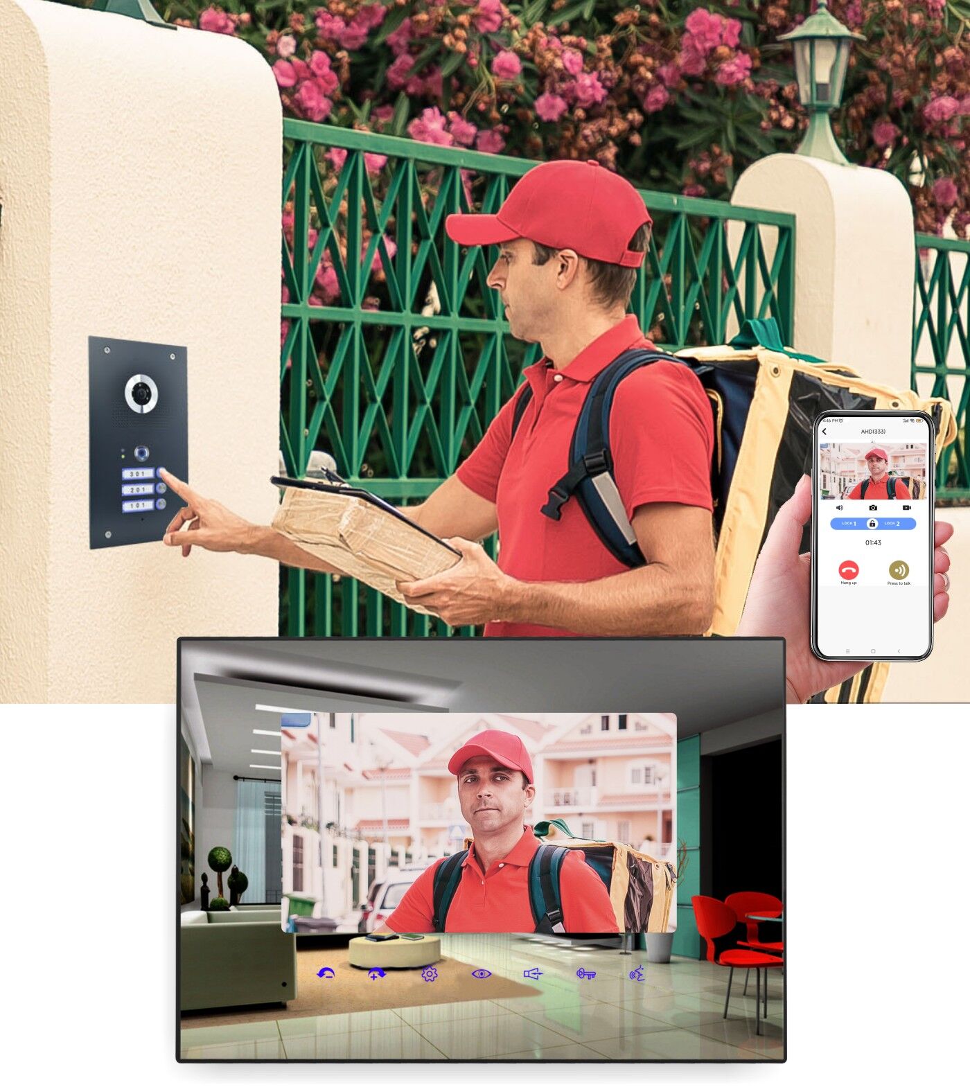 1 User Apartment Video Intercom Smart Doorbell Smartphone Control, 2 ...