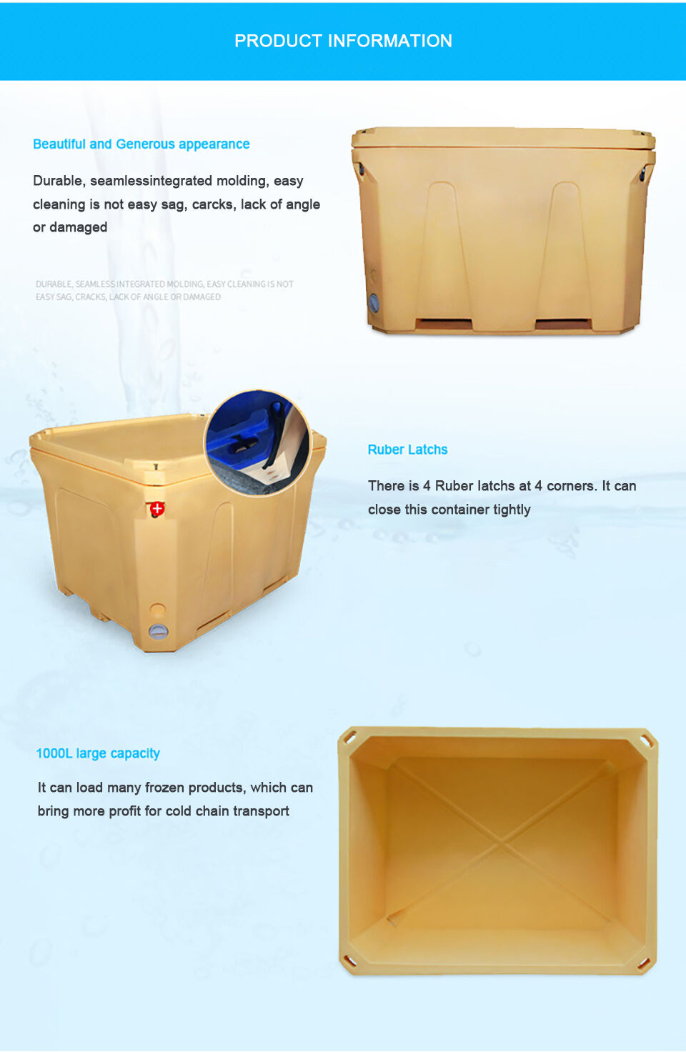 Odm 1000l Durable Stackable Multifunction Plastic Fish Bin Plastic ...