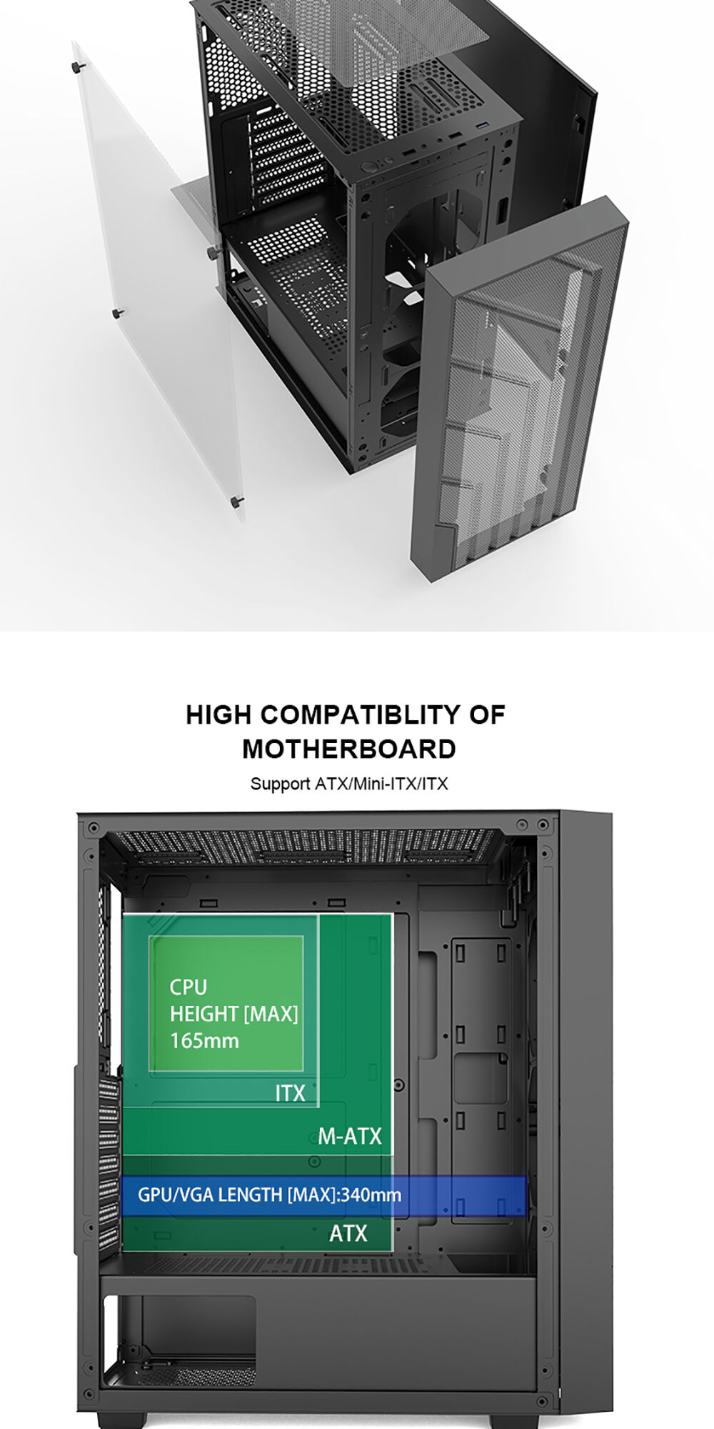 Oem Odm Hot Selling Glass Computer Case Gabinete Rgb Fan Atx Computer
