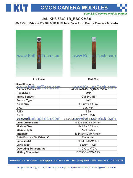 Buy Wholesale Hong Kong SAR Jal-kh6-5640-1b_back V2.0 5mp Ov5640-1b ...