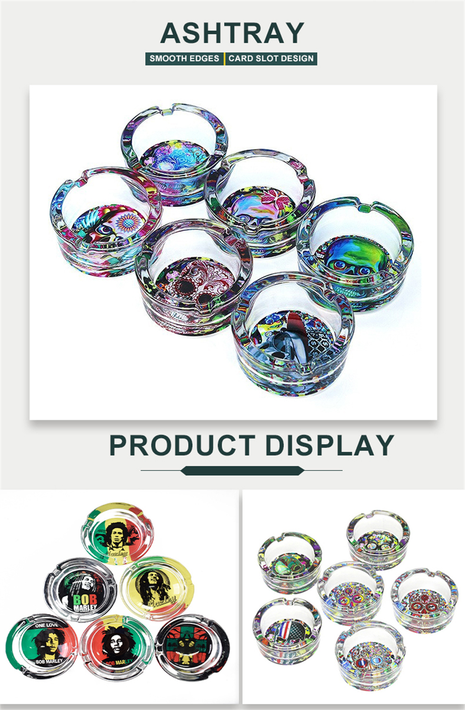 Creative Design Glass Smoking Ashtray Custom Logo Quality Glass Ashtray ...