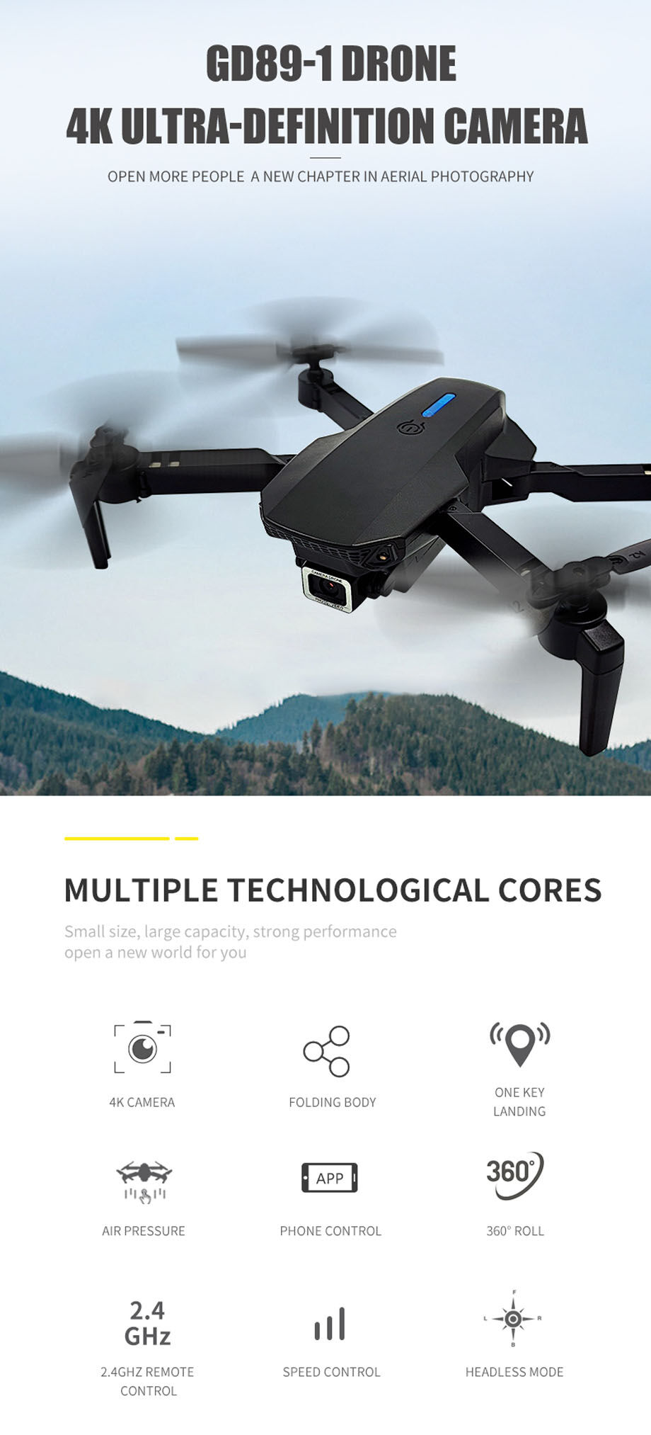 Factory Price Gd89-1(e88) 4k Camera Modular Battery Design Pocket ...