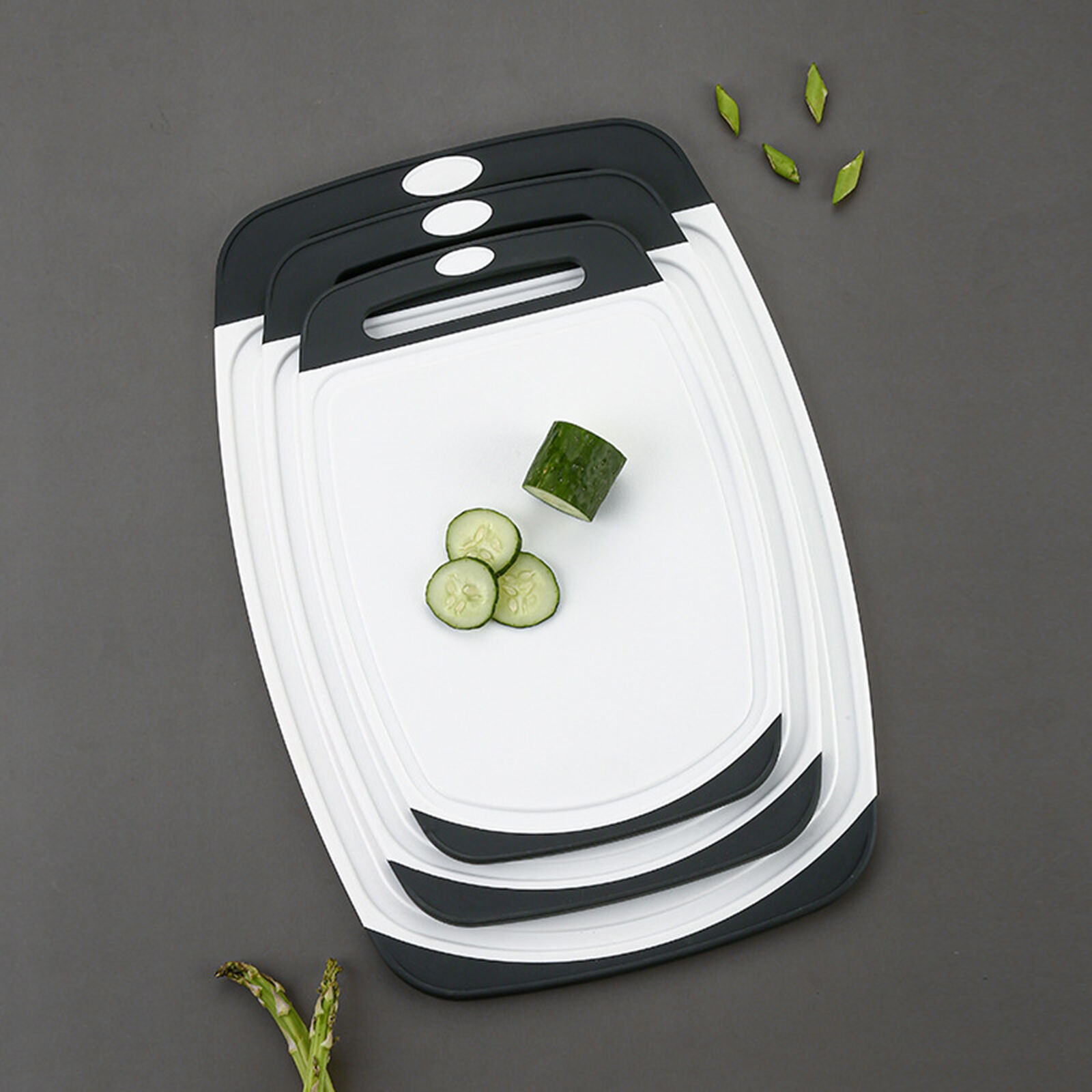 Set Of 3 Oversized Easy Grip Handle, Juice Grooves, Non-slip, Extra Large Thick Chopping Cutting ...