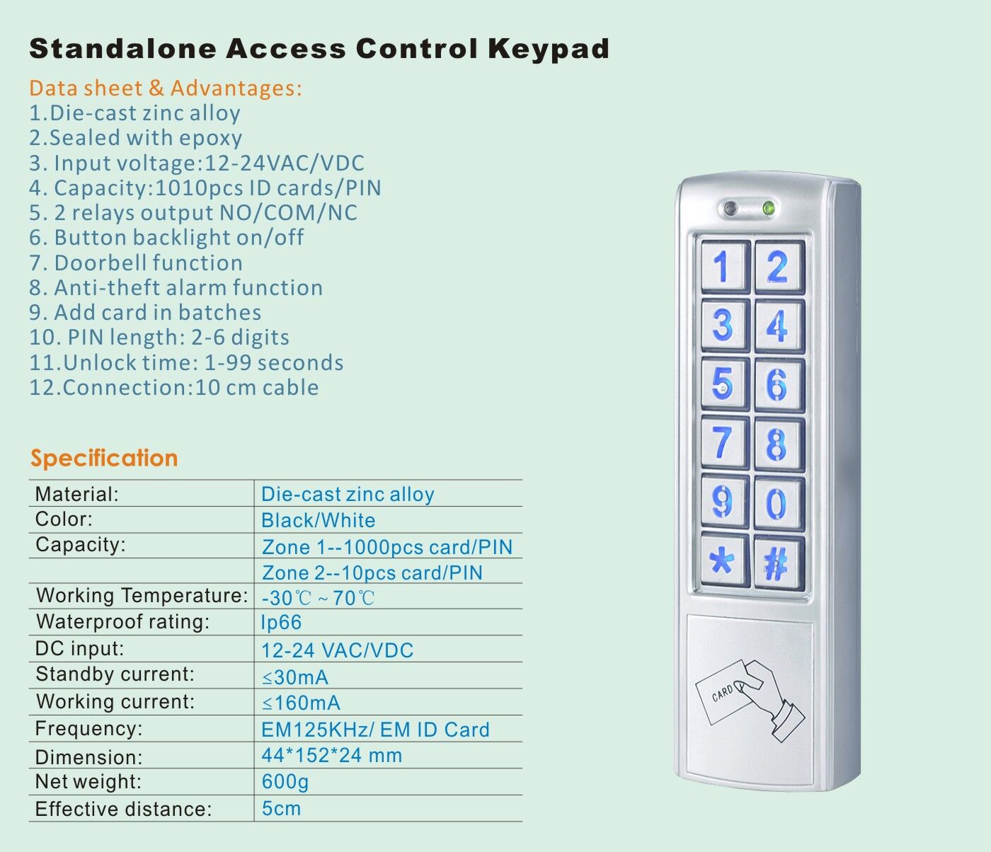 Buy Wholesale China Home Smart Gate Wire Keypad Access Control & Access ...