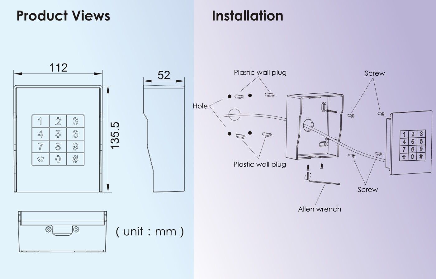 Ip 65 Code Access Keypad Door Entry System With Blue Backlight, Grey ...