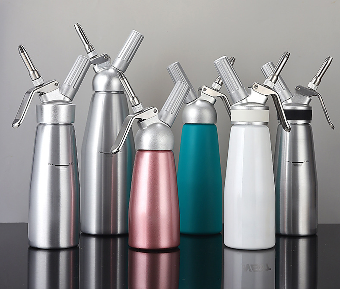 New Non-slip Aluminum Cream Gun Siphon Bottle Cream Bubbler Stainless ...