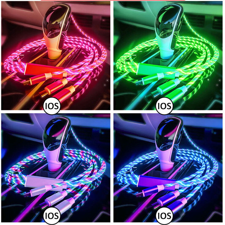 3a 3 In 1 Fast Charging 3.3ft Visible Led Light Up Flowing Led Data ...